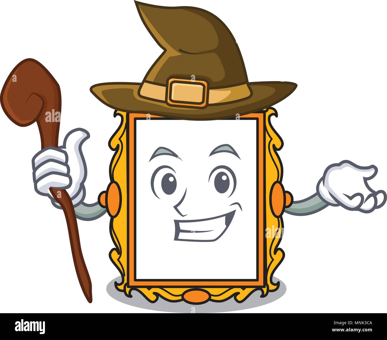 Witch picture frame mascot cartoon vector illustration Stock Vector ...