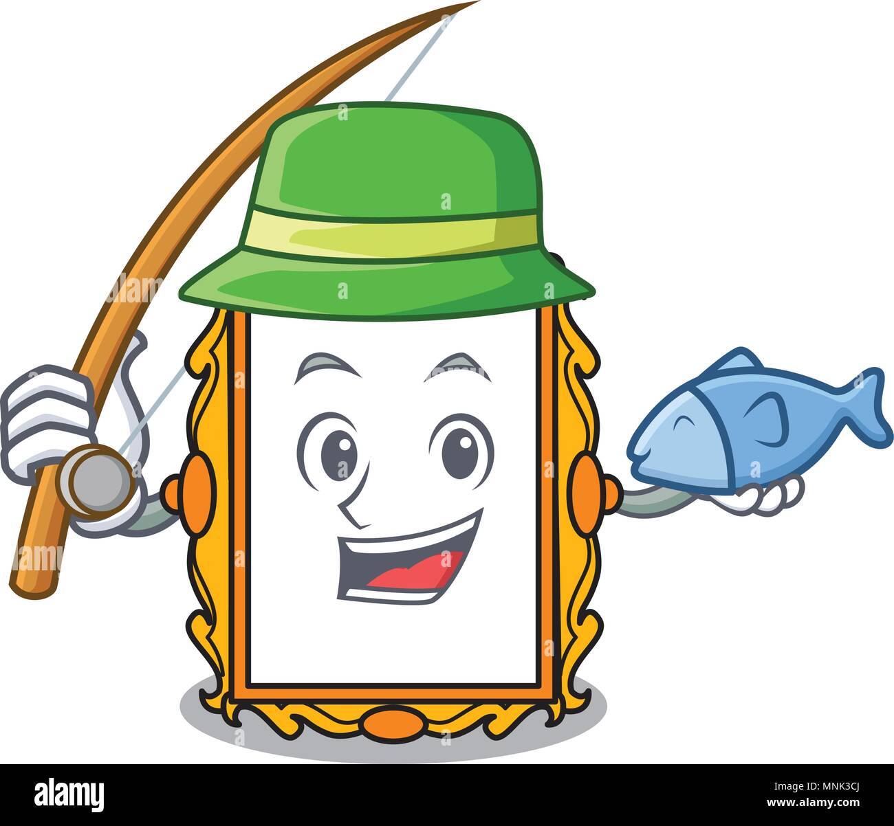 Fishing picture frame mascot cartoon vector illustration Stock Vector ...