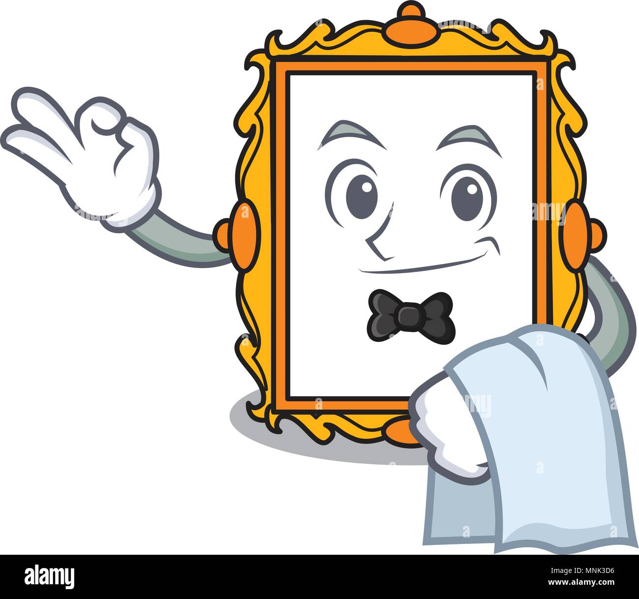Waiter picture frame mascot cartoon vector illustration Stock Vector ...