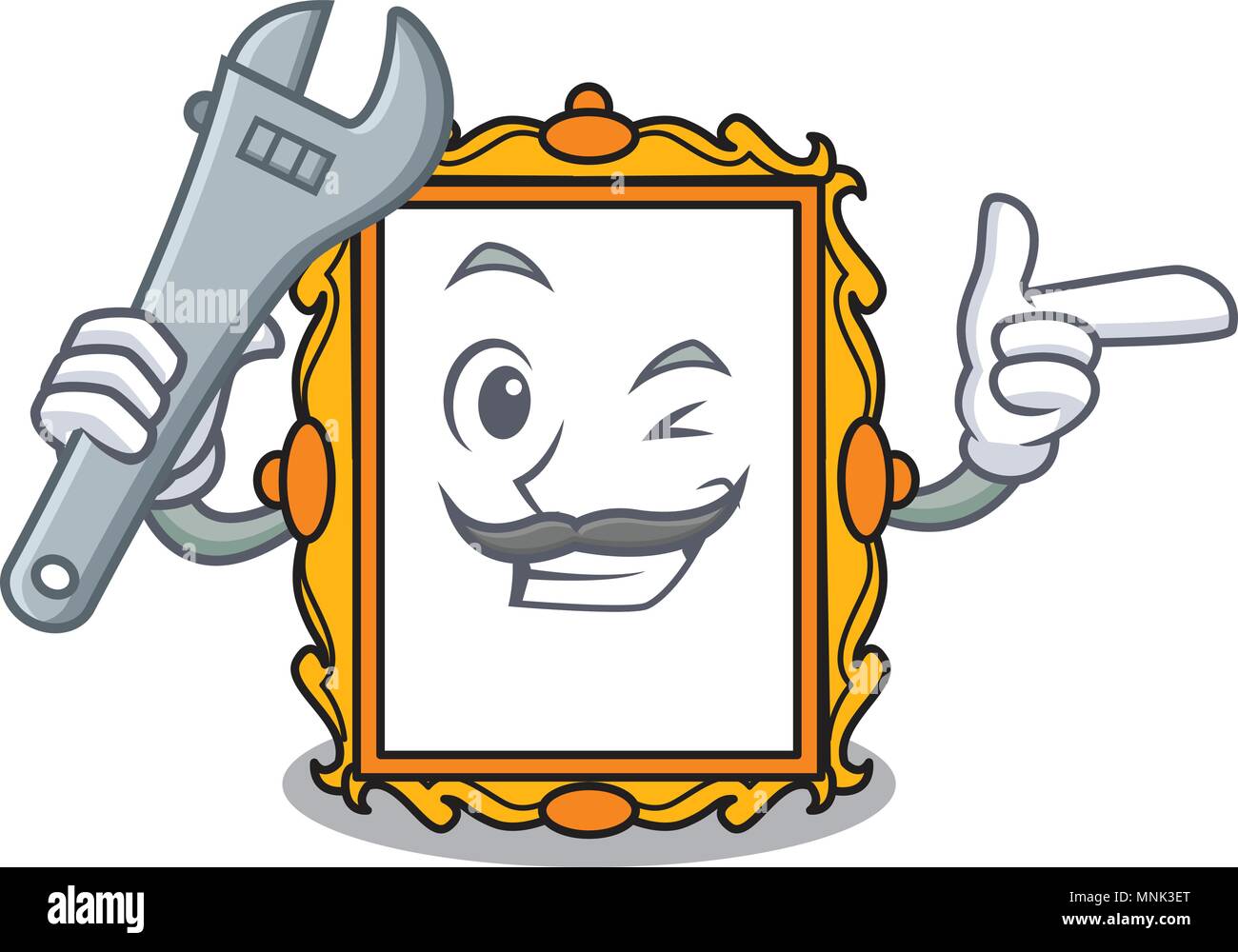 Mechanic picture frame mascot cartoon vector illustration Stock Vector ...
