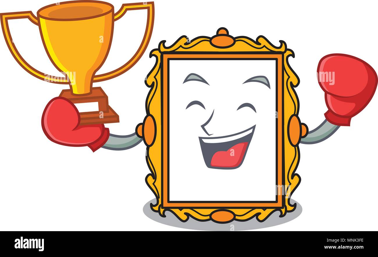 Boxing winner picture frame mascot cartoon vector illustration Stock ...