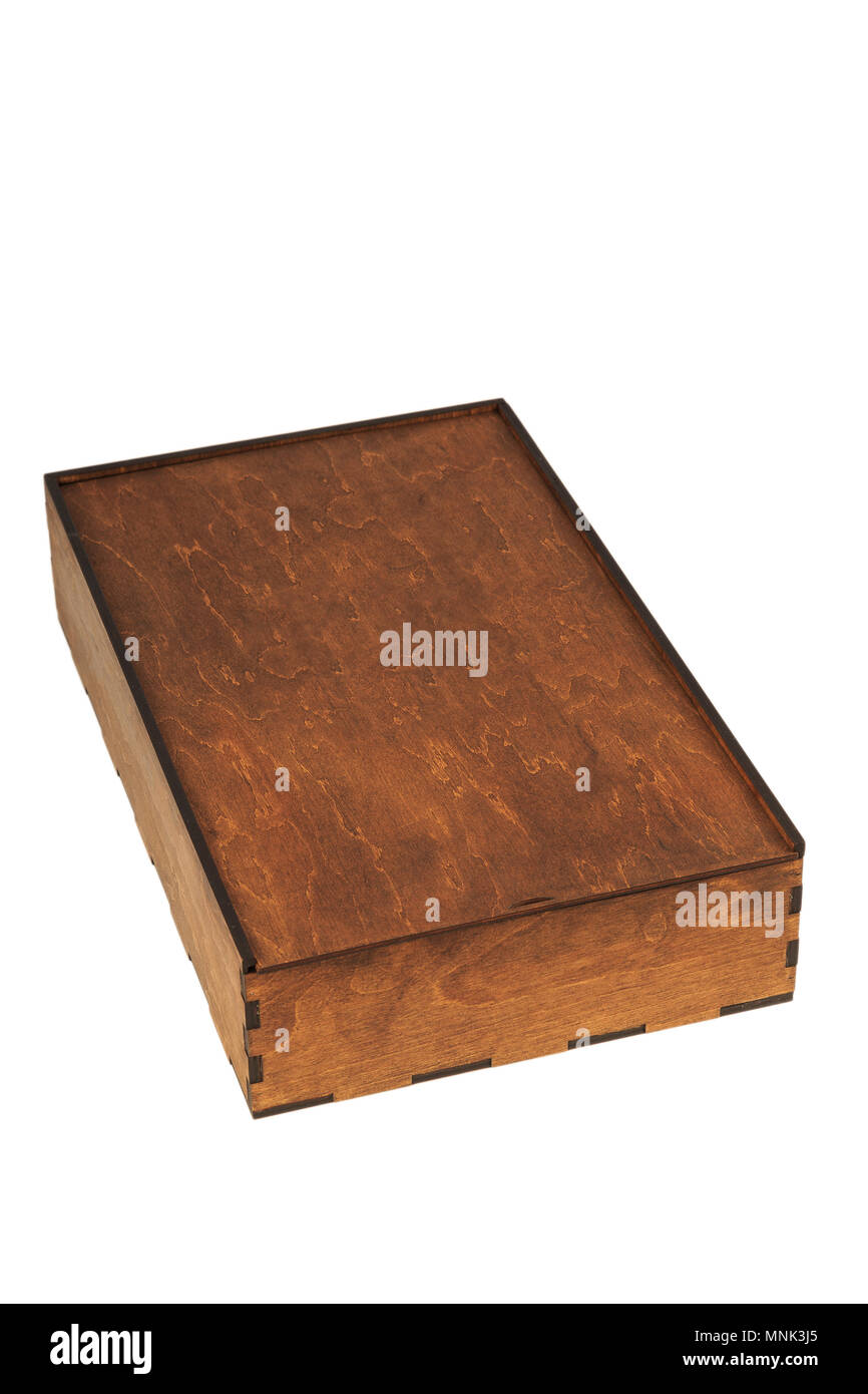 Old wooden box isolated on white background Stock Photo - Alamy