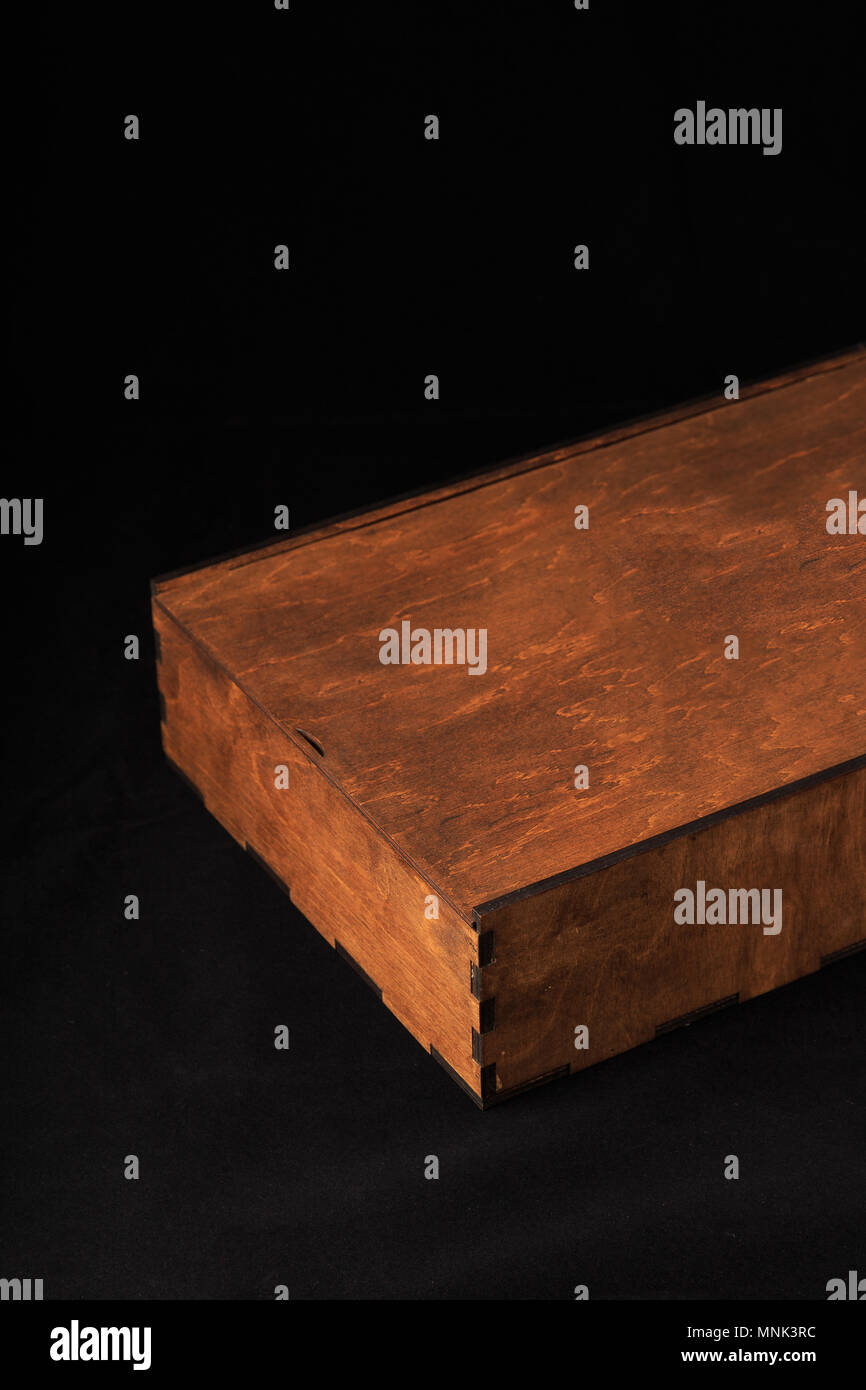 Wooden box on a black background, wooden texture Stock Photo - Alamy