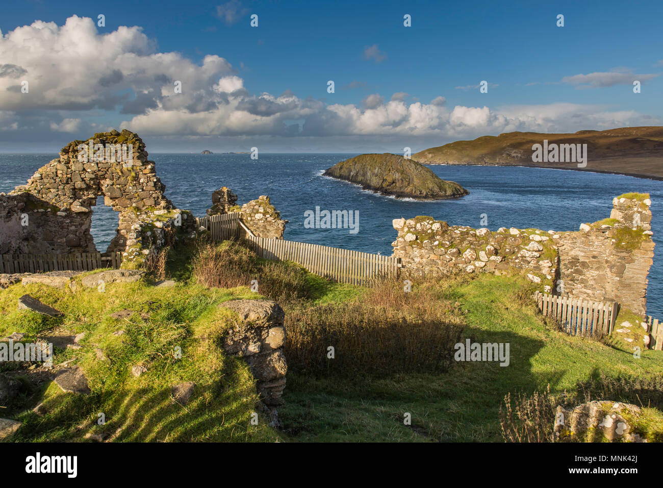 The ruins of the Duntulm Castle on the Isle or Skye have one of the ...