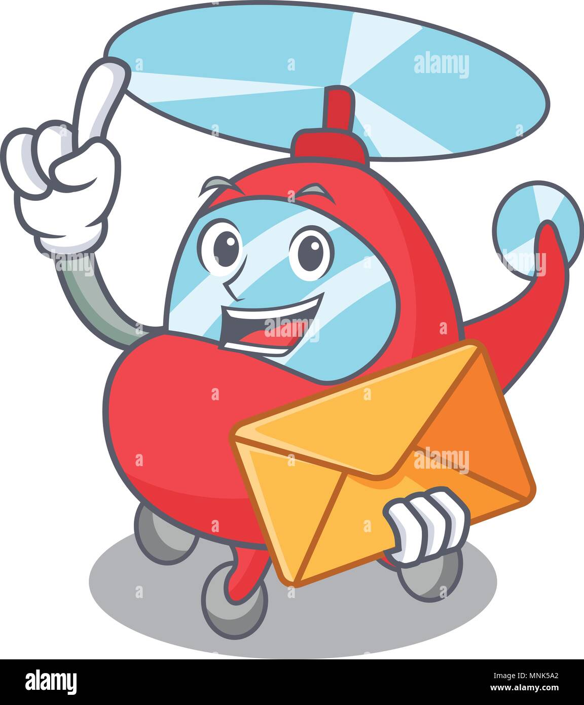With envelope helicopter character cartoon style vector illustration ...