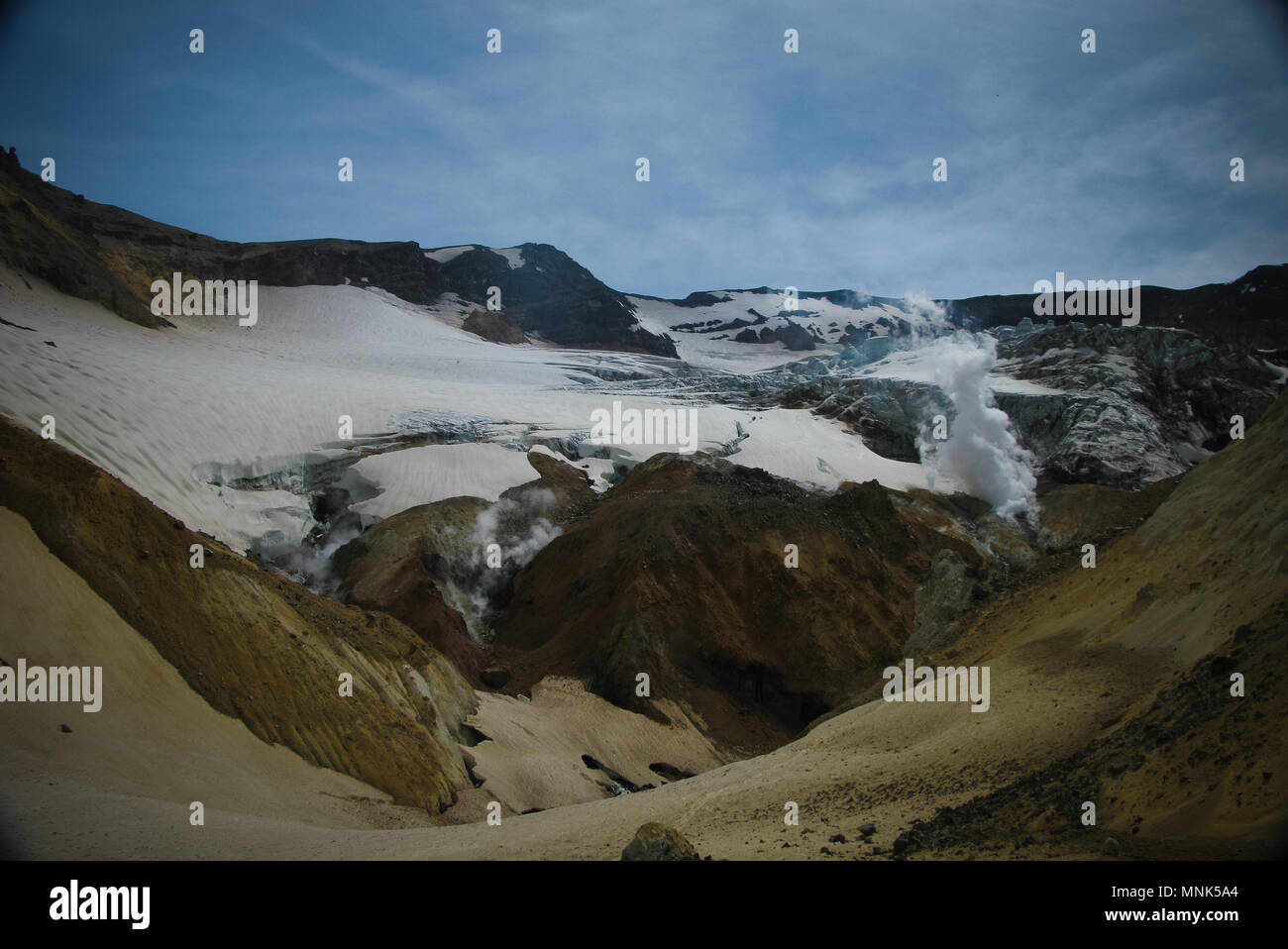 Fumarole in active crater of Mutnovsky volcano at Kamchatka, Russia ...
