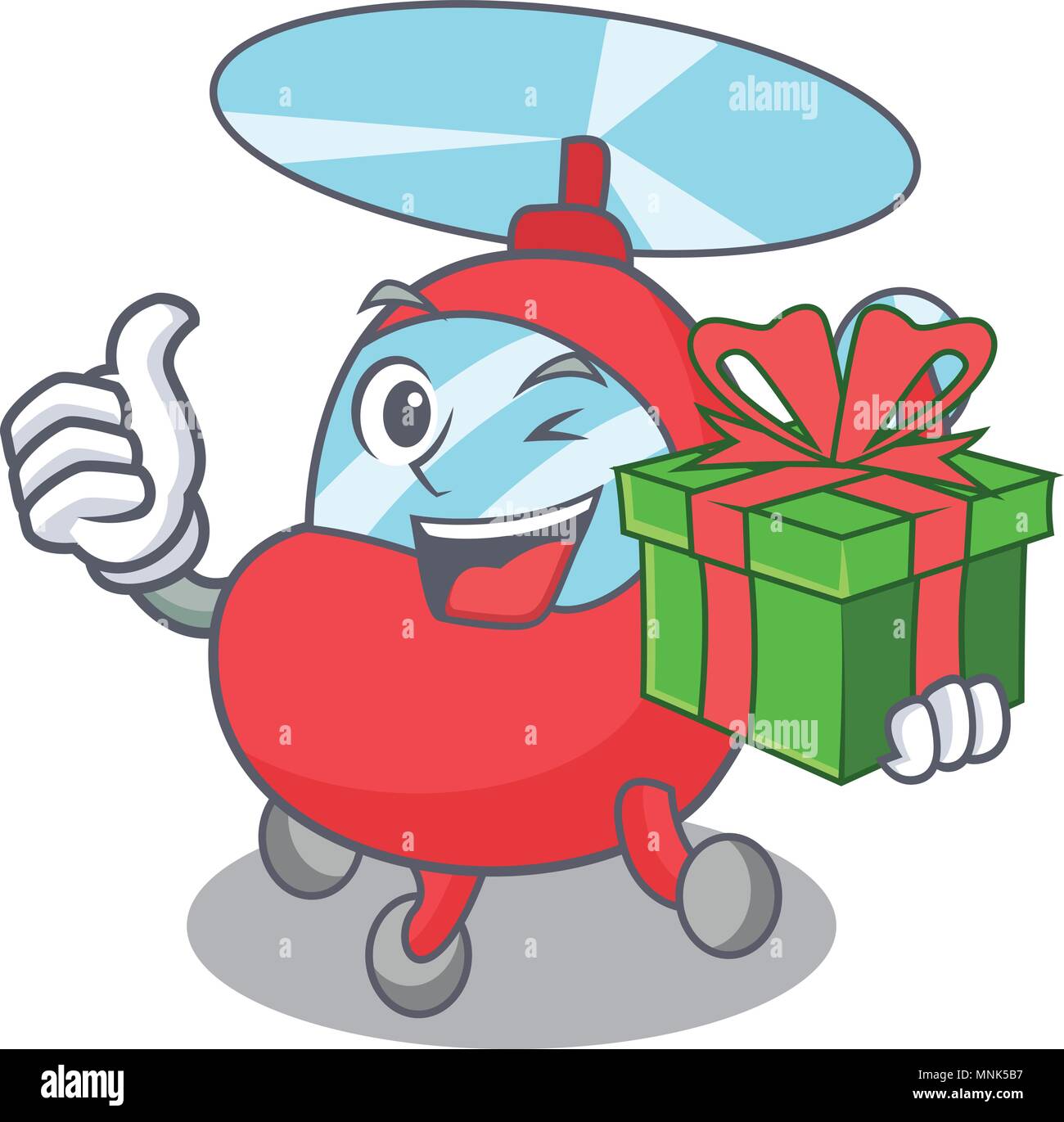 With gift helicopter mascot cartoon style vector illustration Stock ...
