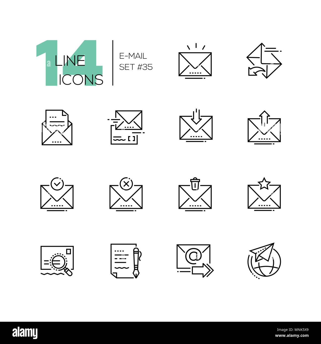 Mailbox line icon set Stock Vector Images - Alamy