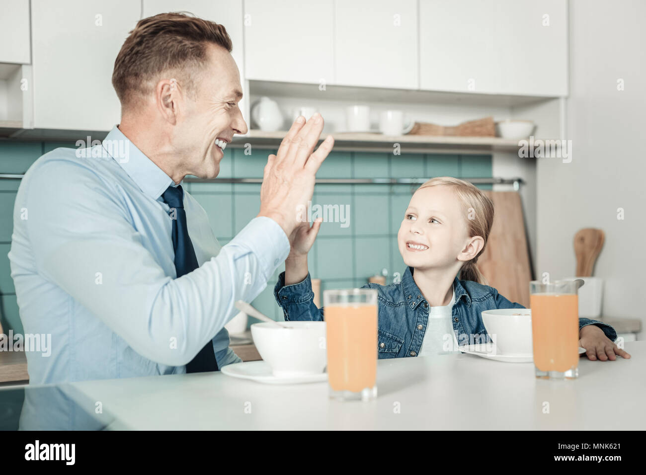 Morning routine working family hi-res stock photography and images - Alamy