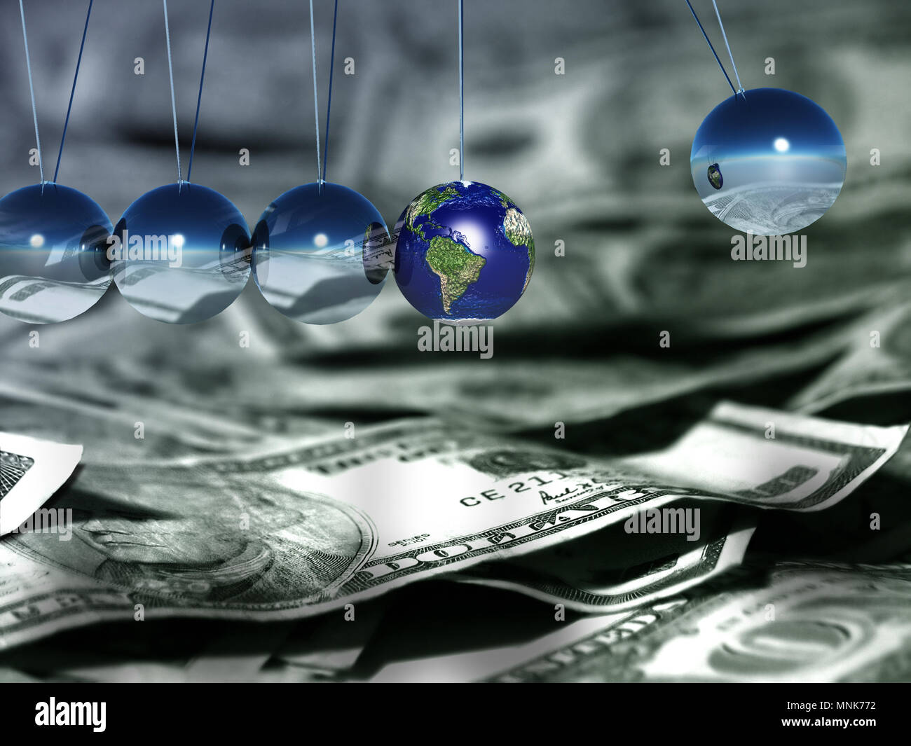 Newton pendulum. US dollars Stock Photo - Alamy