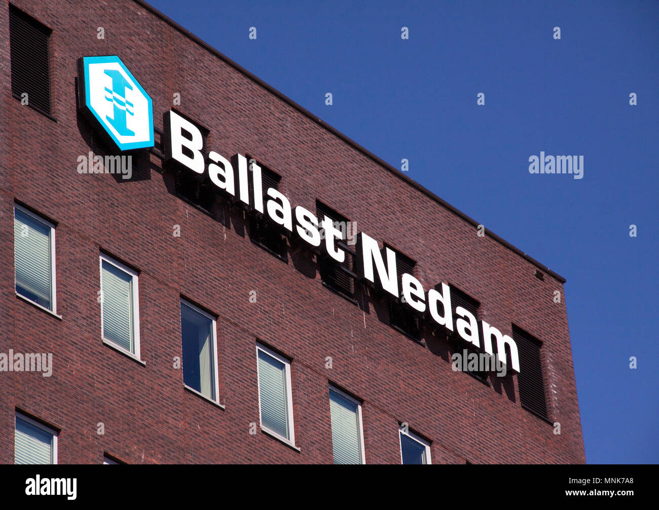 Amsterdam, Netherlands-august 18, 2016: Letters Ballast Nedam on a wall,Ballast Nedam is a major ...