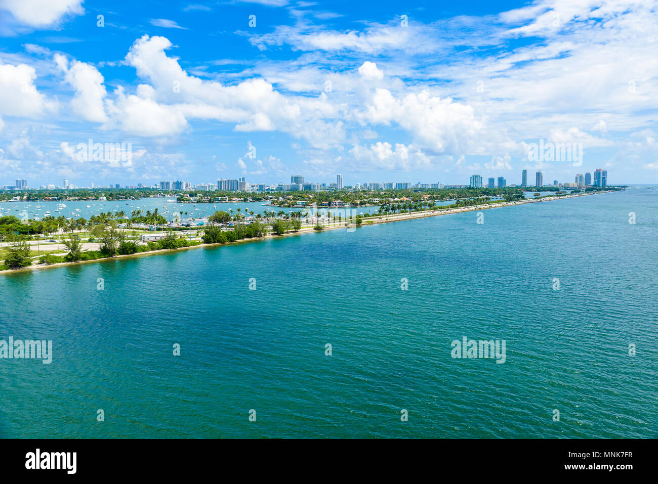 Miami Beach. Aerial view of Rivers and ship canal. Tropical coast of ...