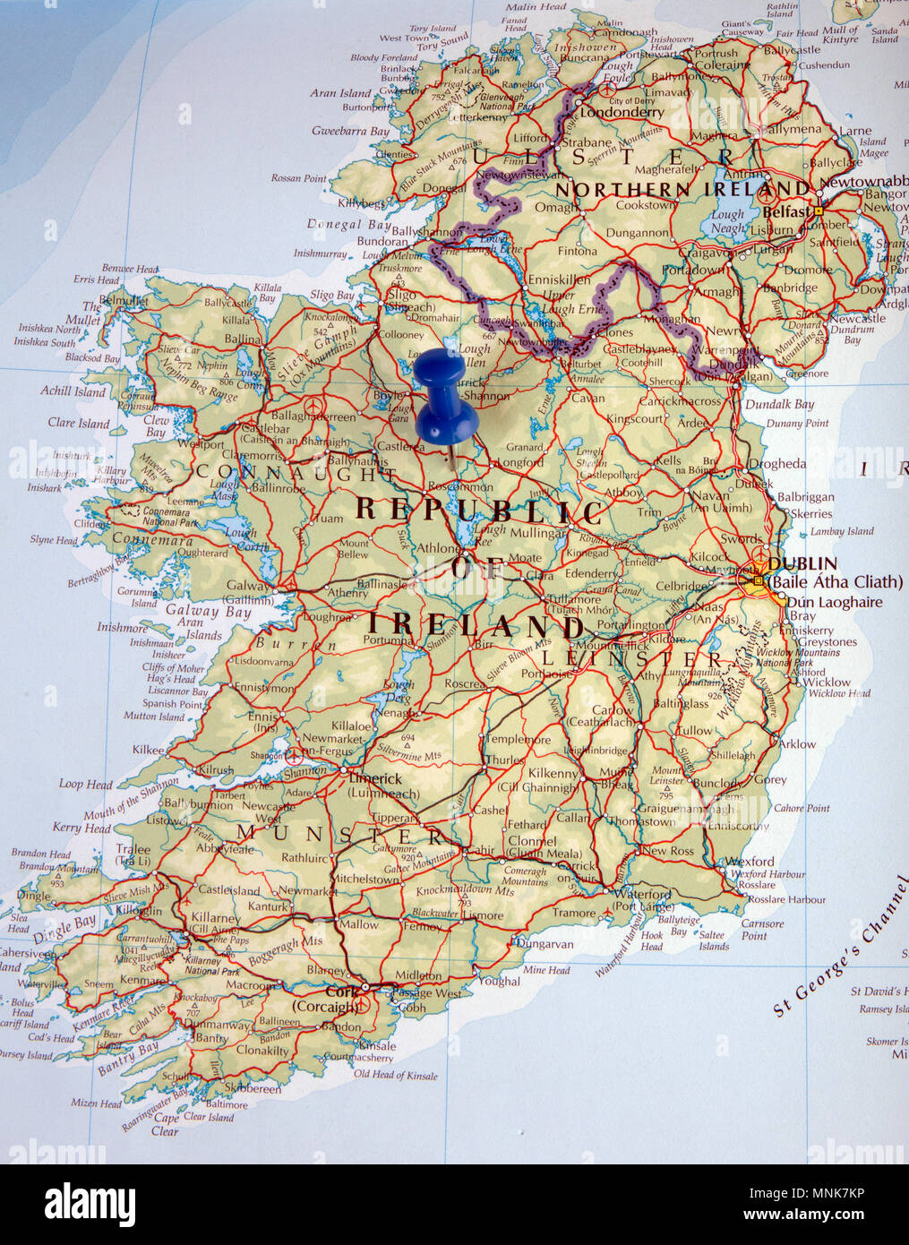 the hague, Netherlands-august 10, 2016: Map of ireland with pushpin ...