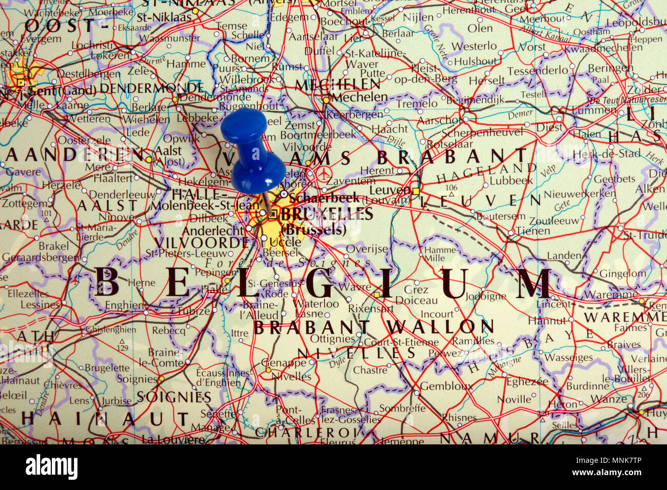 the hague, Netherlands-march 25, 2016: Map of Bruxelles in belgium with ...