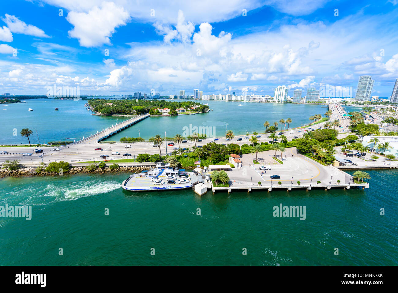 Miami Beach. Aerial view of Rivers and ship canal. Tropical coast of ...