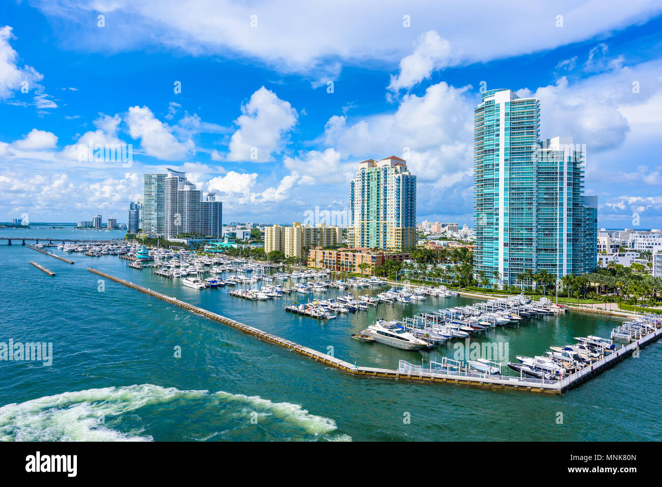 Miami Beach. Aerial view of Rivers and ship canal. Tropical coast of ...