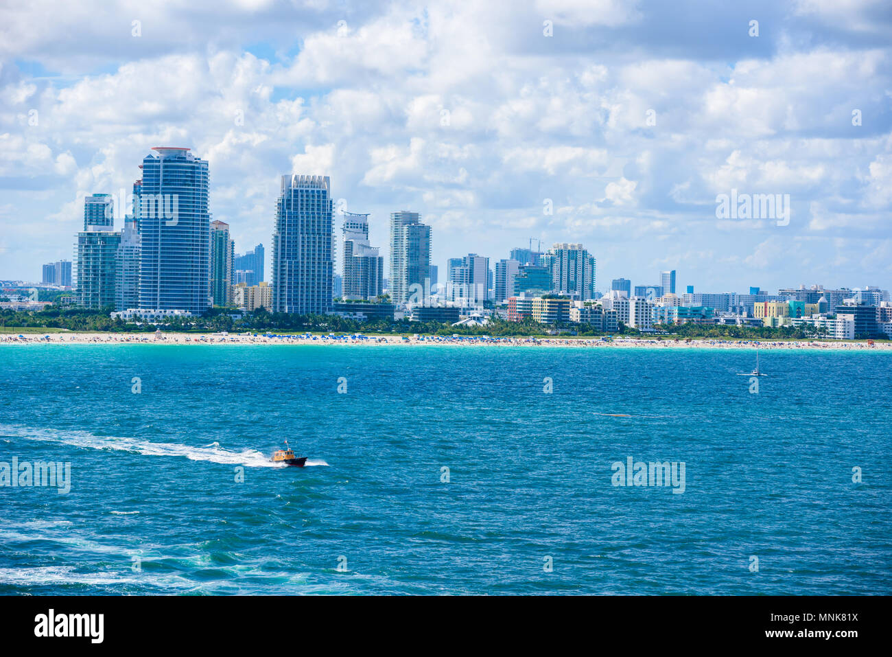 Miami Beach. Aerial view of Rivers and ship canal. Tropical coast of ...