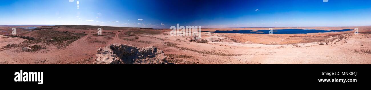 360 Landscape of Sudochye lake aka part of former Aral sea at Urga ...