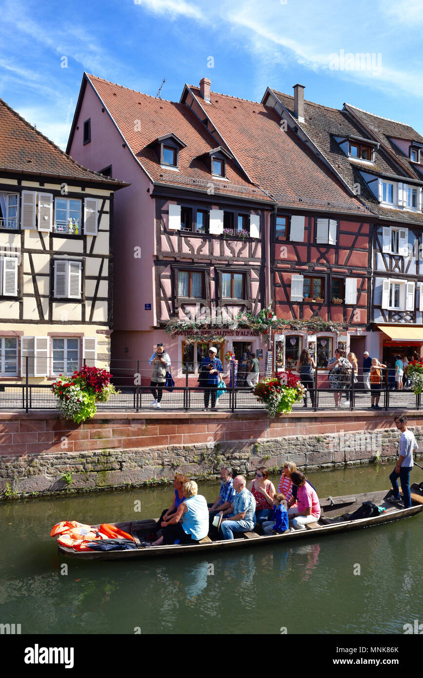 Colmar (north-eastern France): the Little Venice. Boat trip on the ...