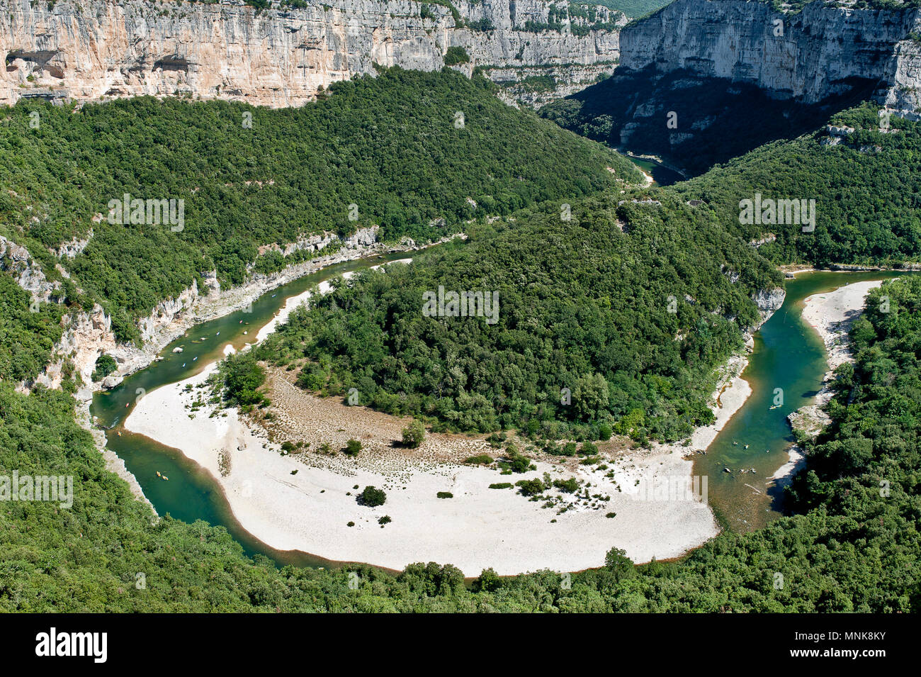 Landscape of the Ardeche Gorges (south-eastern France): meanders of the ...