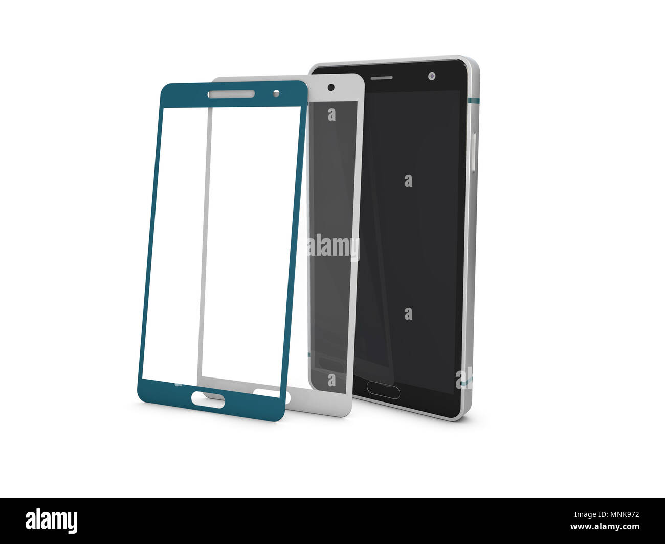 Realistic smartphone. Set realistic screens of smartphone. 3d ...