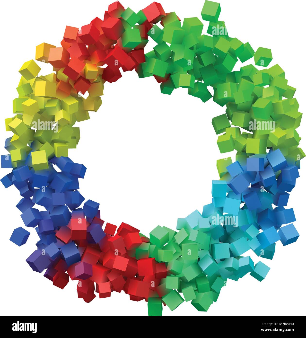 circular frame formed by random sized colorful cubes Stock Vector Image ...