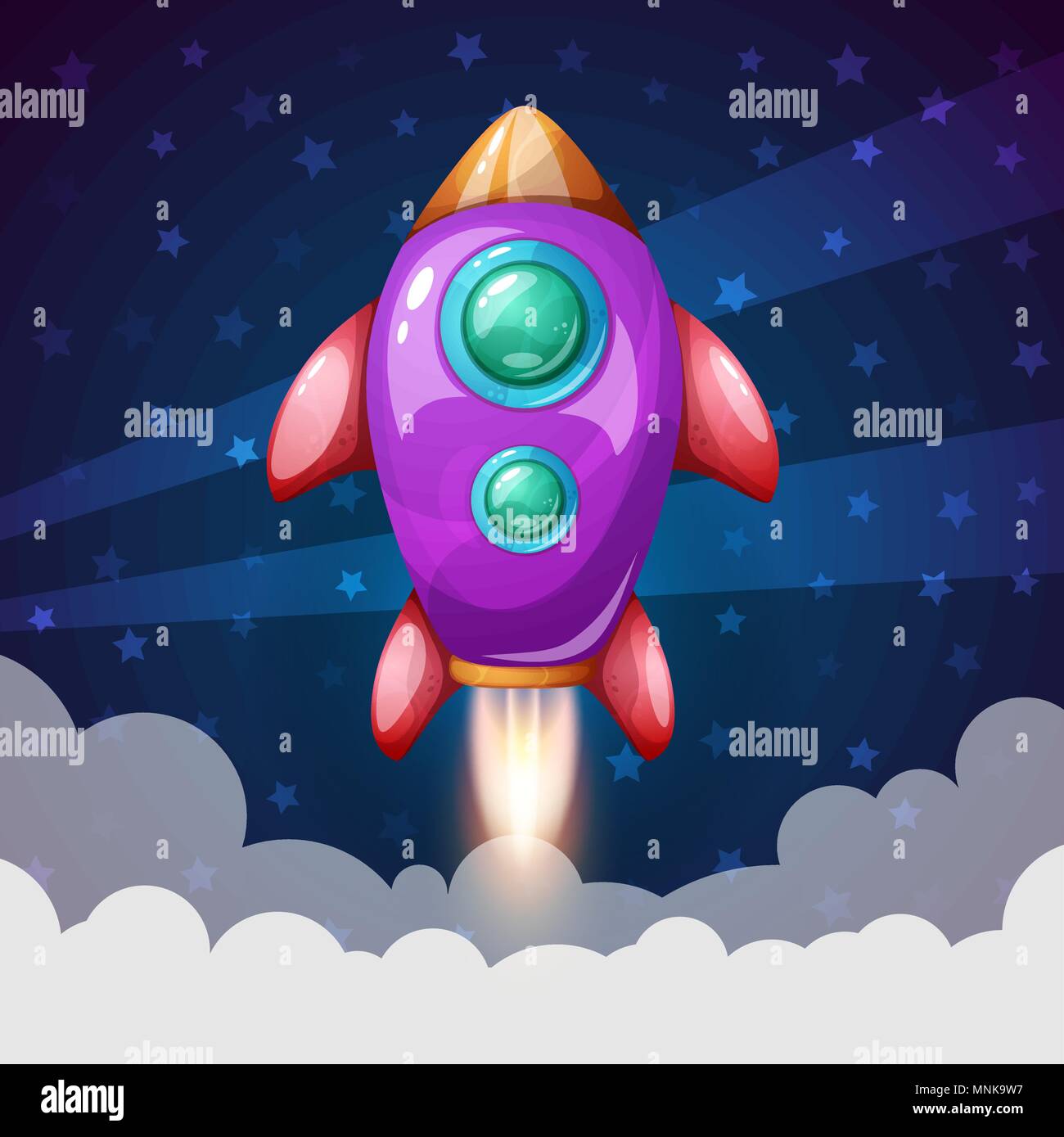 Cartoon rocket illustration. Space landscape Stock Vector Image & Art ...