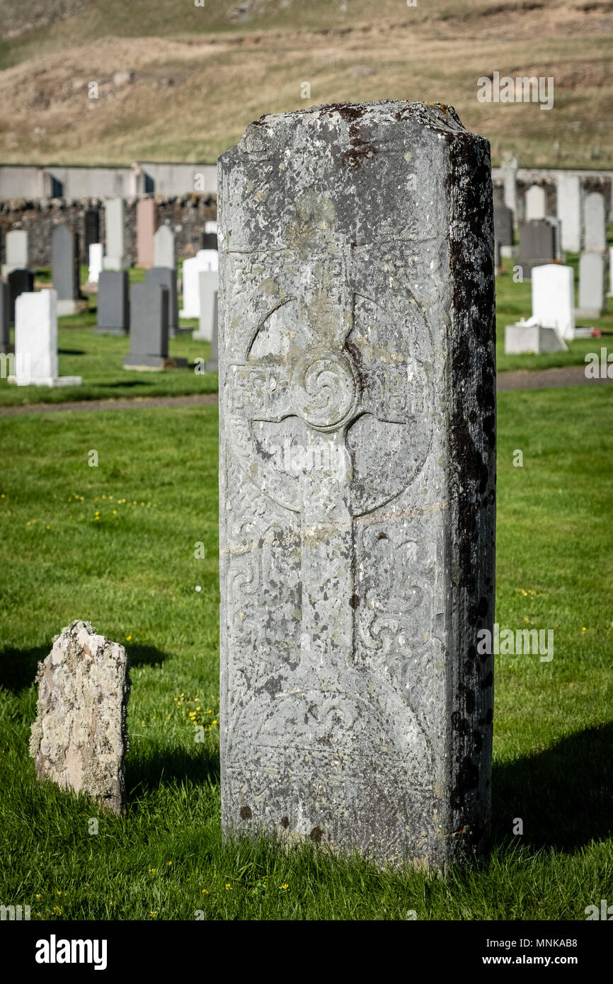 The Farr Stone located outside The Strathnaver Museum, Bettyhill ...