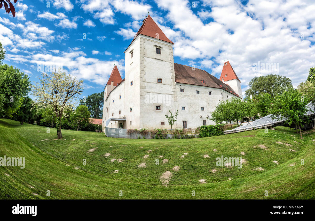 Castle Orth in Austria. Seasonal panoramic photo. Architectural scene ...