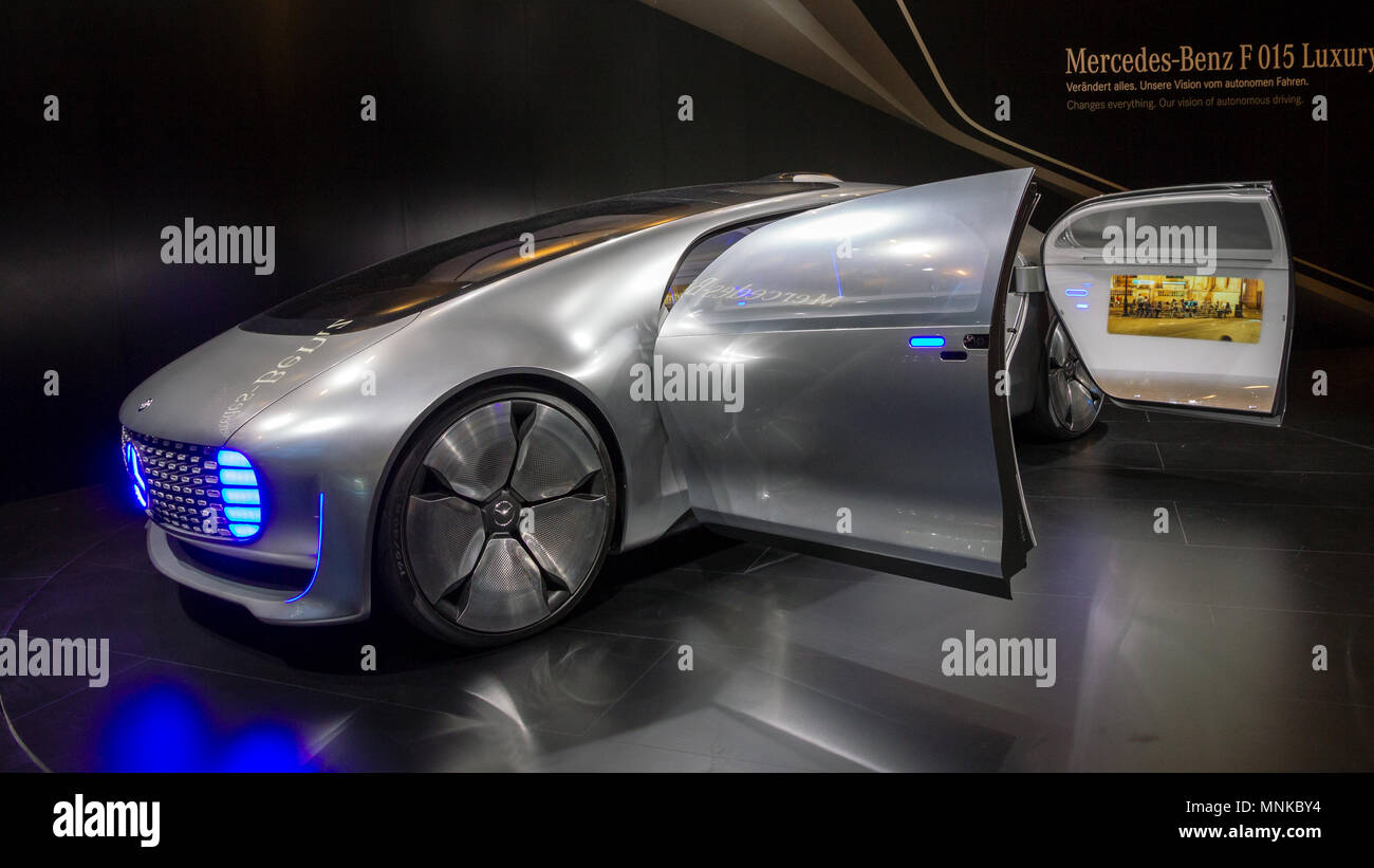 FRANKFURT, GERMANY - SEP 16, 2015: Mercedes Benz autonomous concept car ...