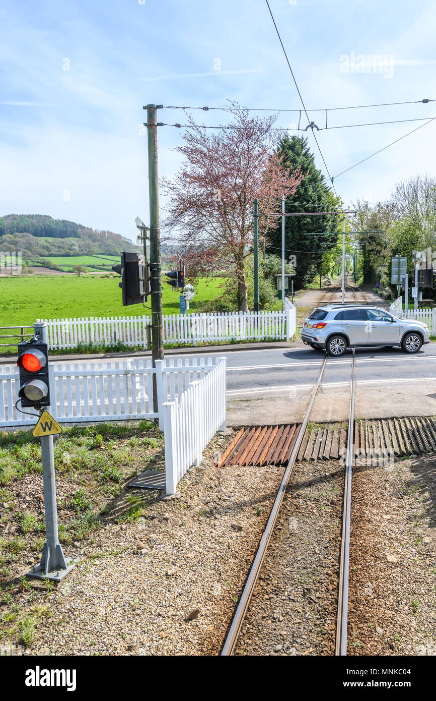 Tramway tram crossing road hi-res stock photography and images - Alamy