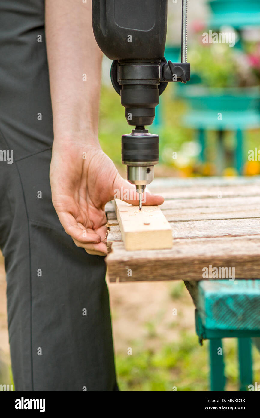 Photo of man with drill Stock Photo - Alamy