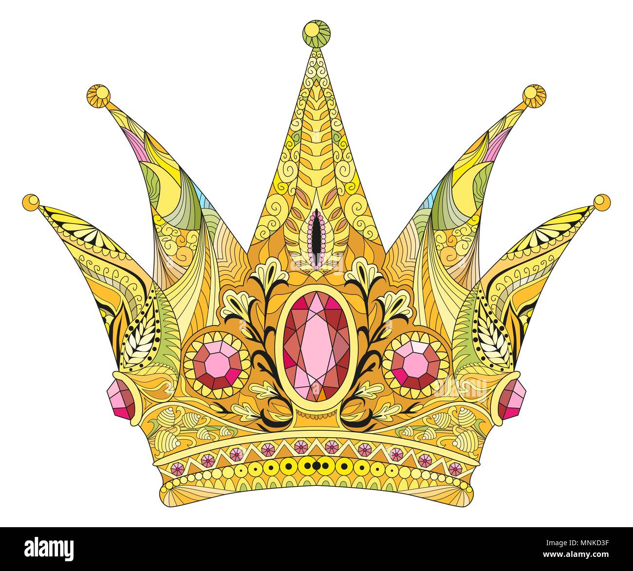 Zentangle stylized crown. Hand Drawn lace vector illustration Stock ...