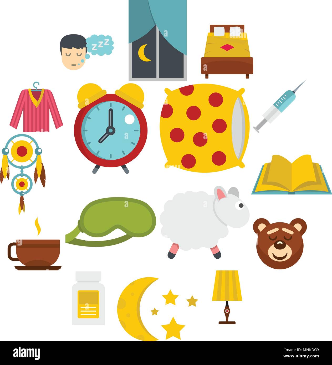 Sleep icons set in flat style Stock Vector Image & Art - Alamy