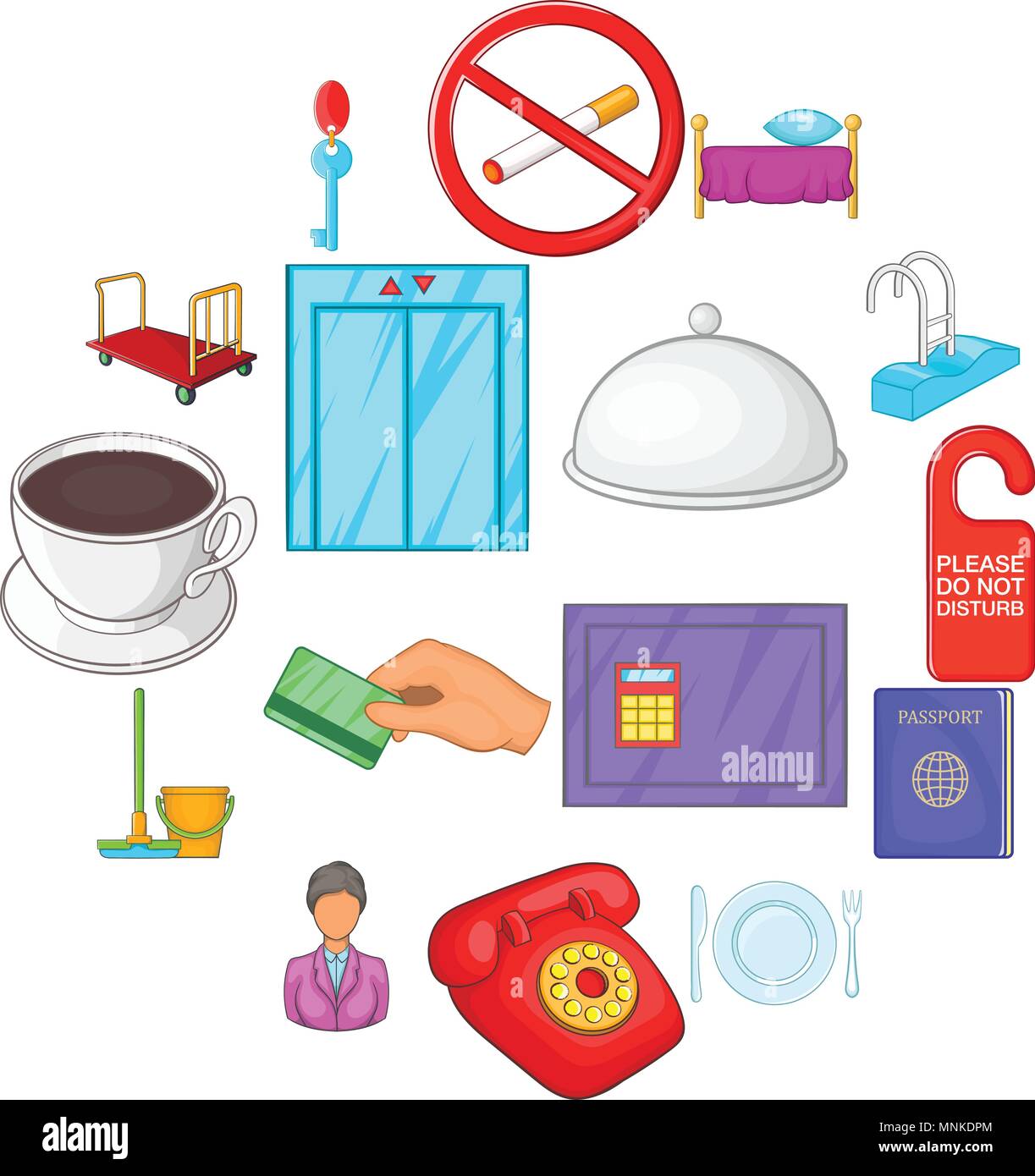 Hotel icons set in cartoon style Stock Vector Image & Art - Alamy