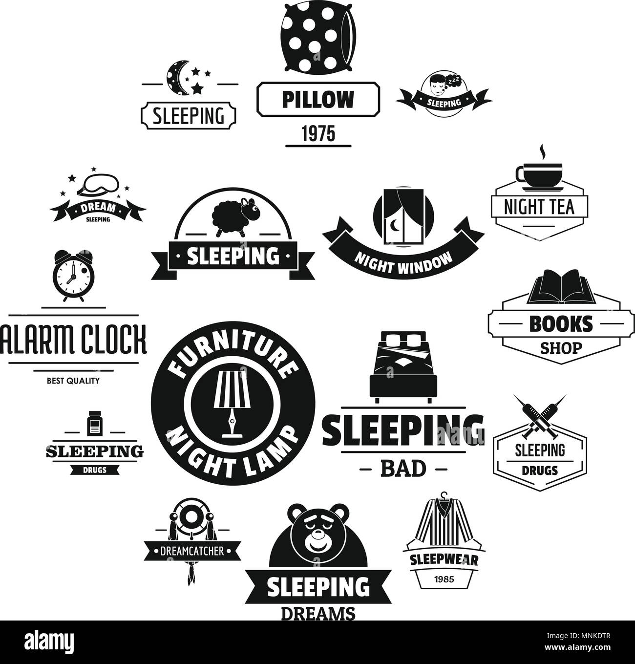 Sleep logo icons set, simple style Stock Vector Image & Art - Alamy