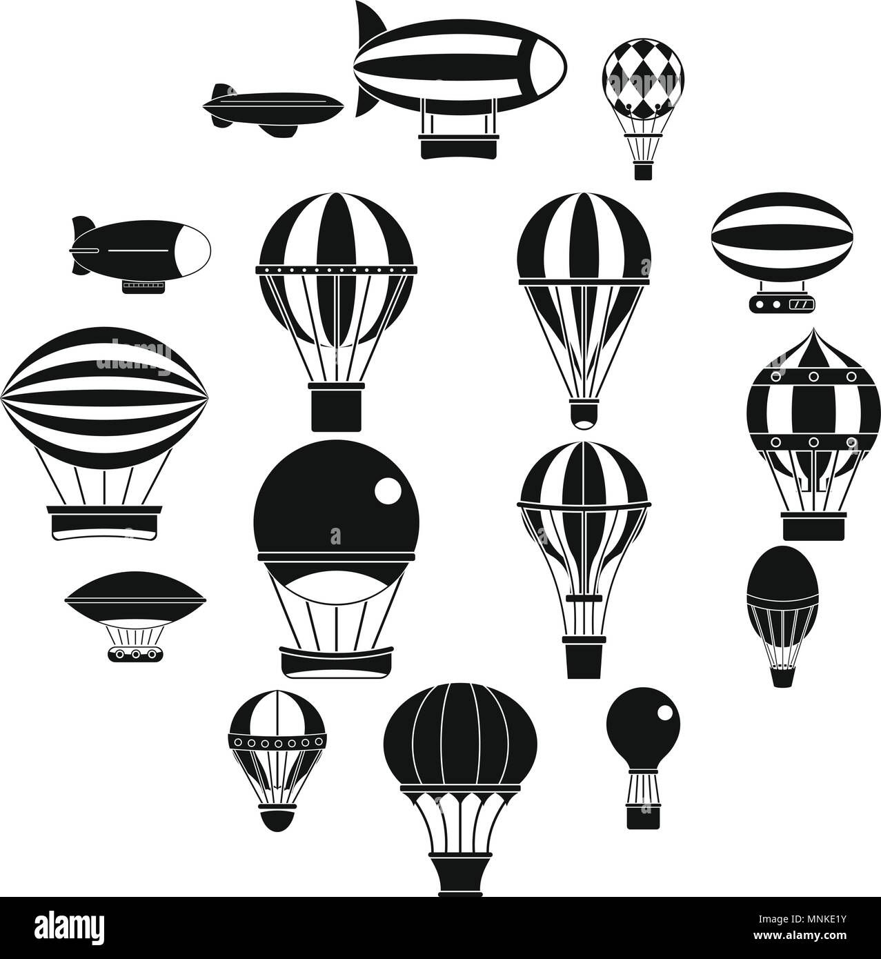 Retro balloons aircraft icons set, simple style Stock Vector Image ...
