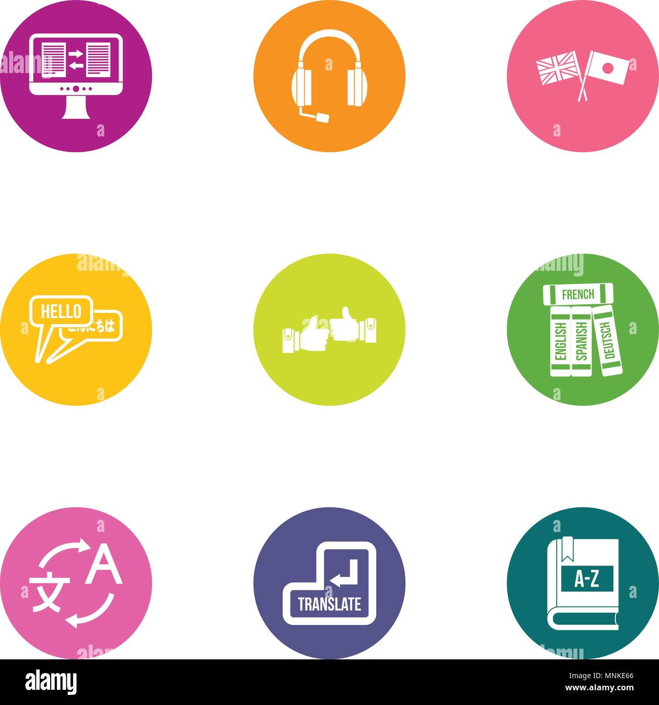 Language school icons set, flat style Stock Vector Image & Art - Alamy
