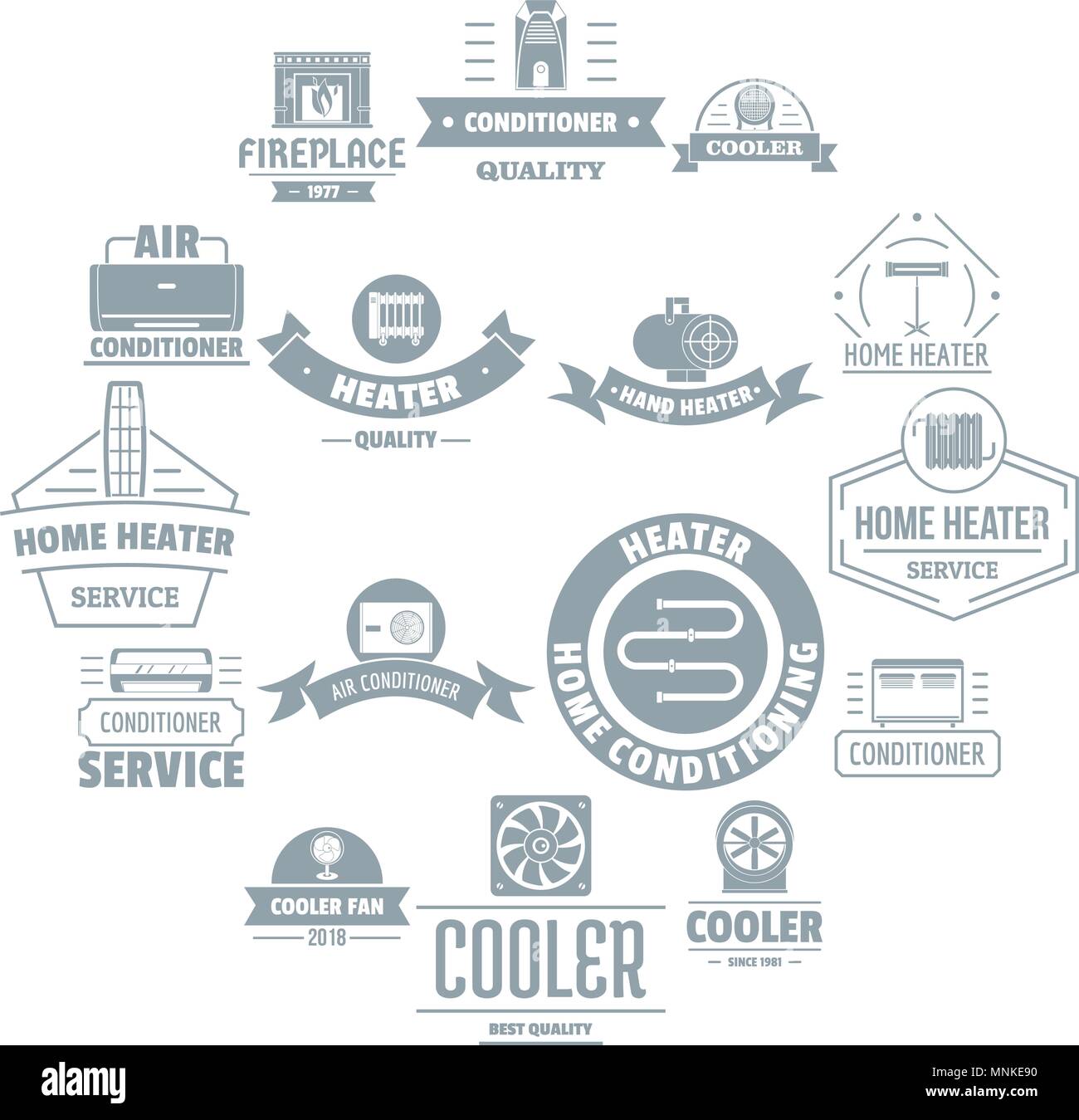 Heating cooling logo icons set, simple style Stock Vector Image & Art ...