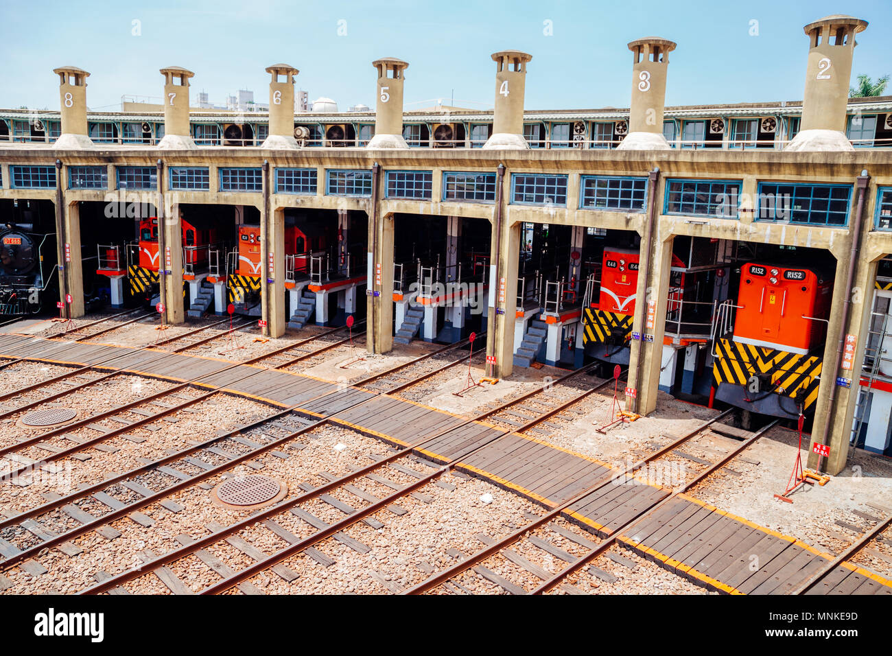 Train garage, Changhua Roundhouse in Taiwan Stock Photo - Alamy