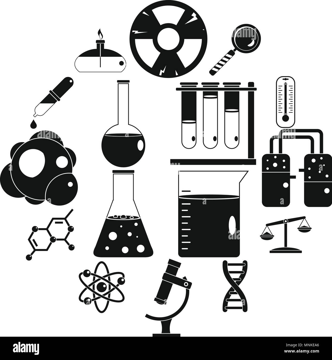 Chemical laboratory icons set, simple style Stock Vector Image & Art ...