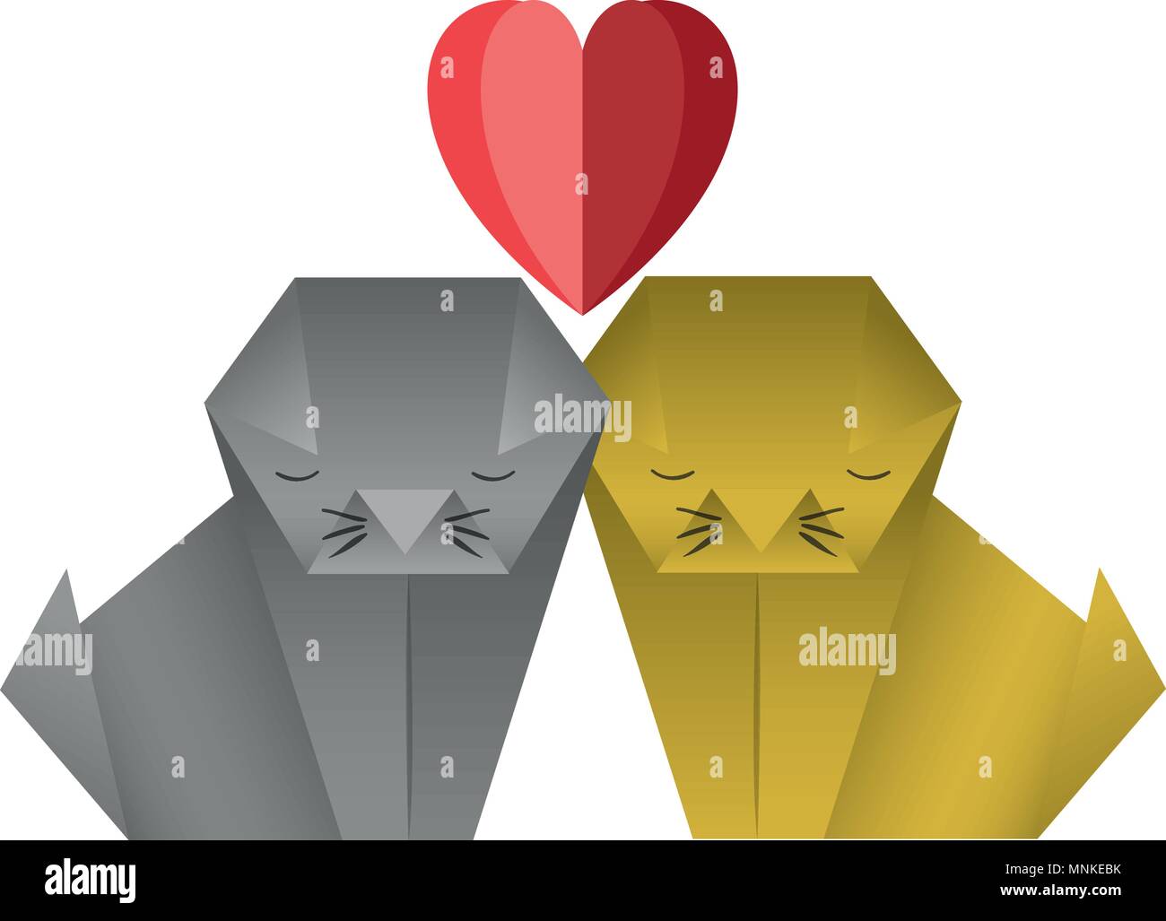 cats couple origami paper with heart Stock Vector Image & Art - Alamy