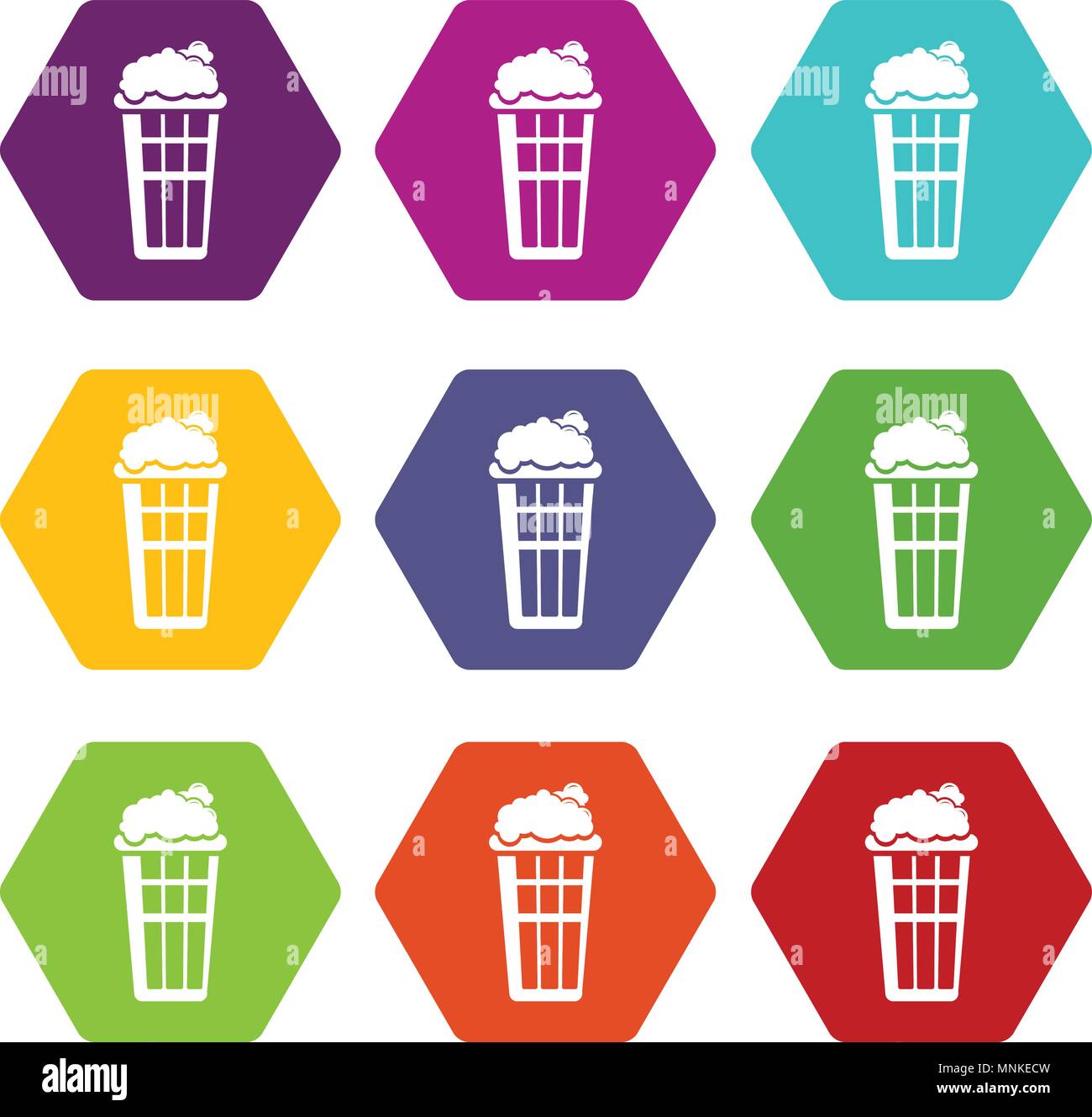 Popcorn box icons set 9 vector Stock Vector Image & Art - Alamy