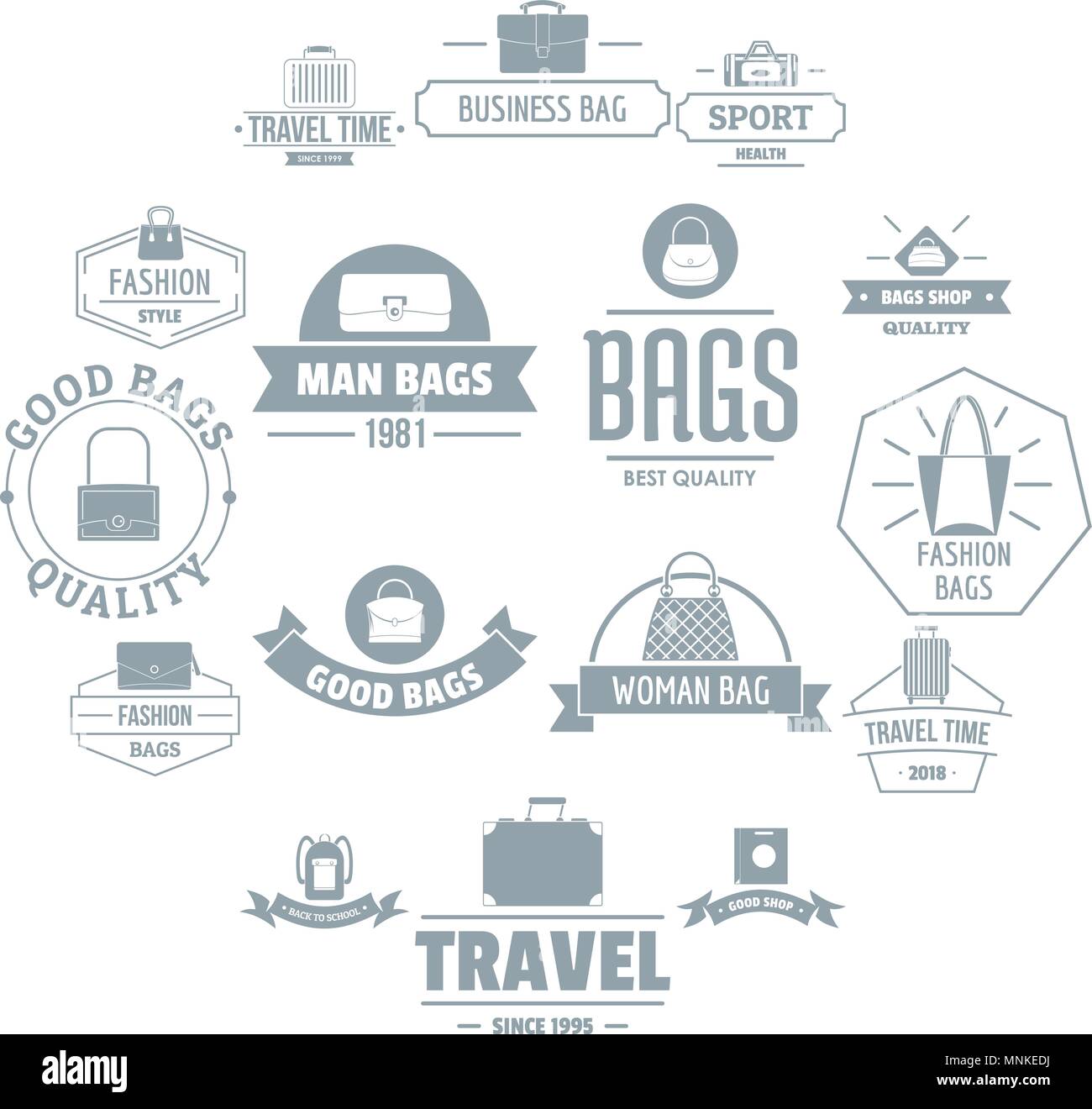 Travel baggage logo icons set, simple style Stock Vector Image & Art ...