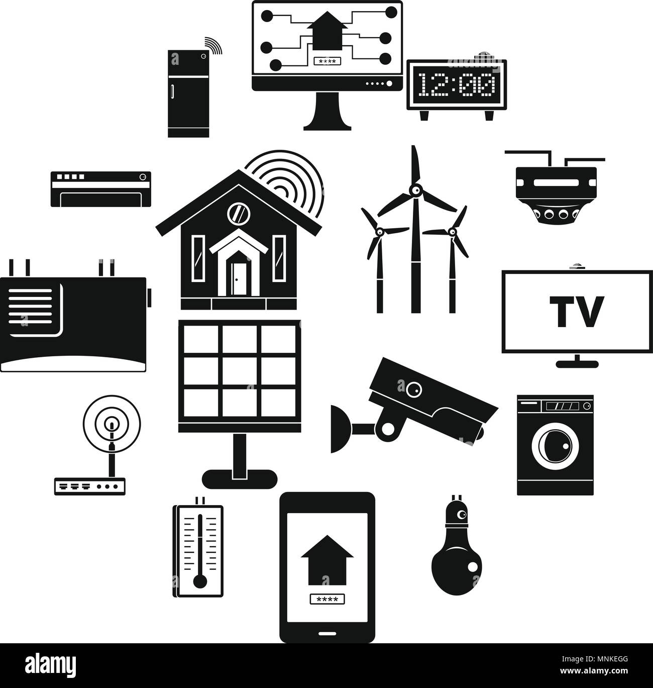 Smart home house icons set, simple style Stock Vector Image & Art - Alamy
