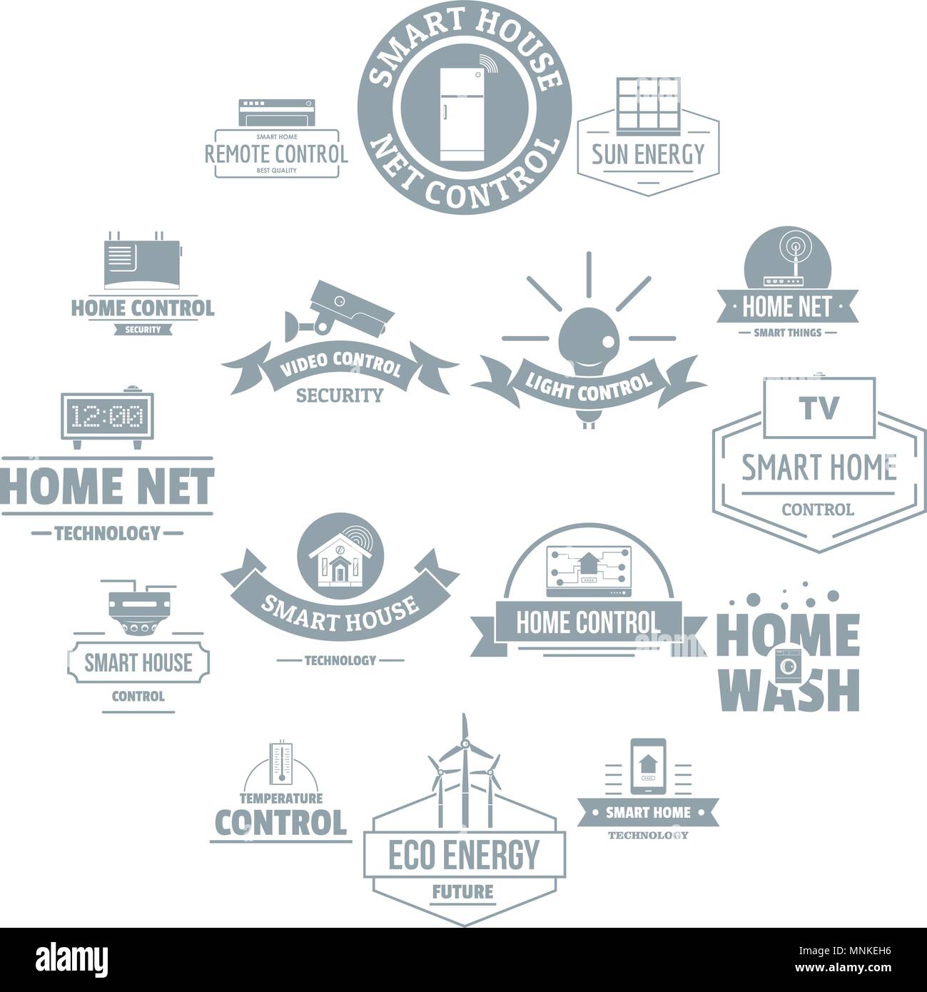 Smart home logo icons set, simple style Stock Vector Image & Art - Alamy