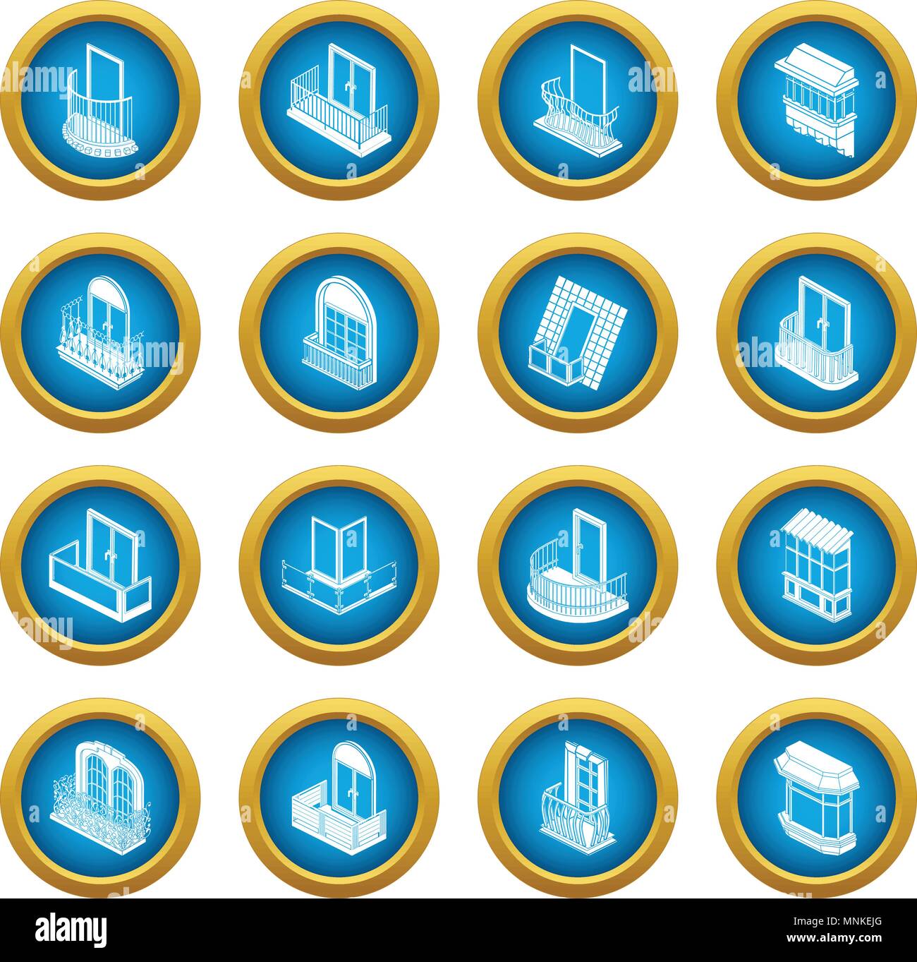 Balcony Window Forms Icons Set Simple Style Stock Vector Image And Art