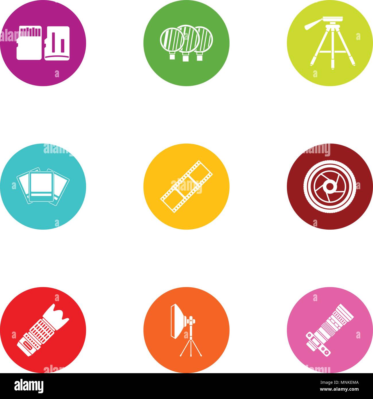 Photo report icons set, flat style Stock Vector Image & Art - Alamy