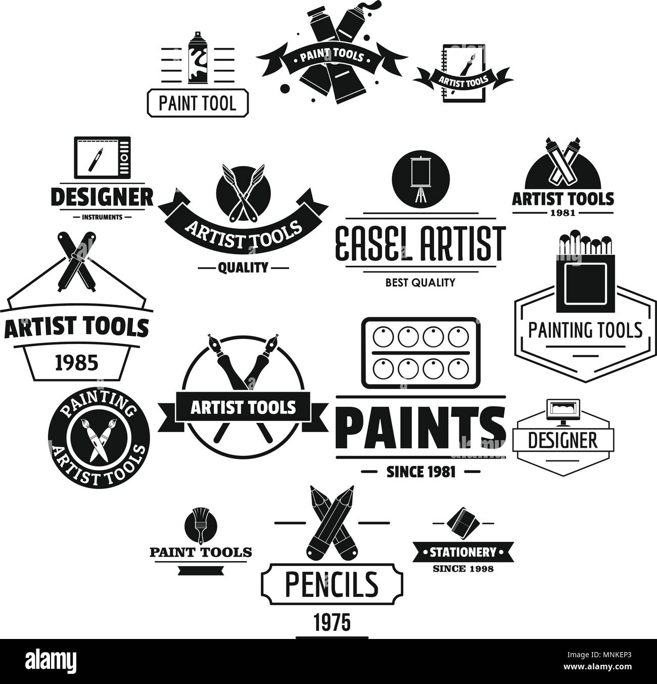 Artist tool logo icons set, simple style Stock Vector Image & Art - Alamy