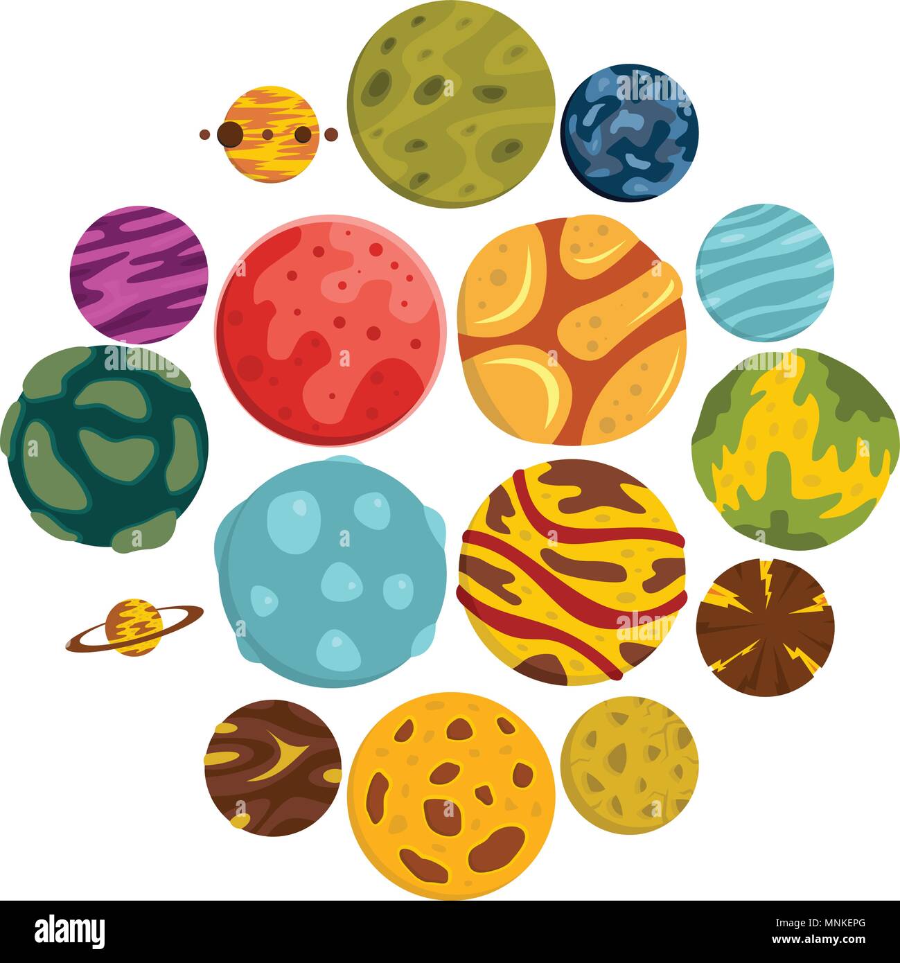 Fantastic planets icons set in flat style Stock Vector Image & Art - Alamy
